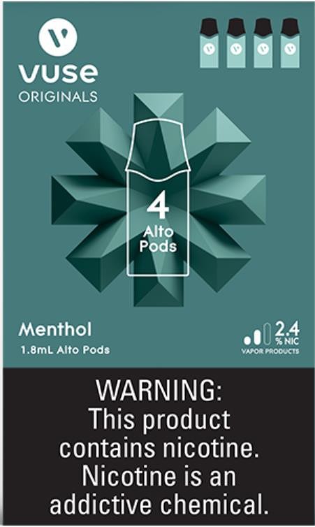 Vuse Alto Menthol Pod 2.4% (4pk) 5/ 4ct. | Frank Silva & Sons